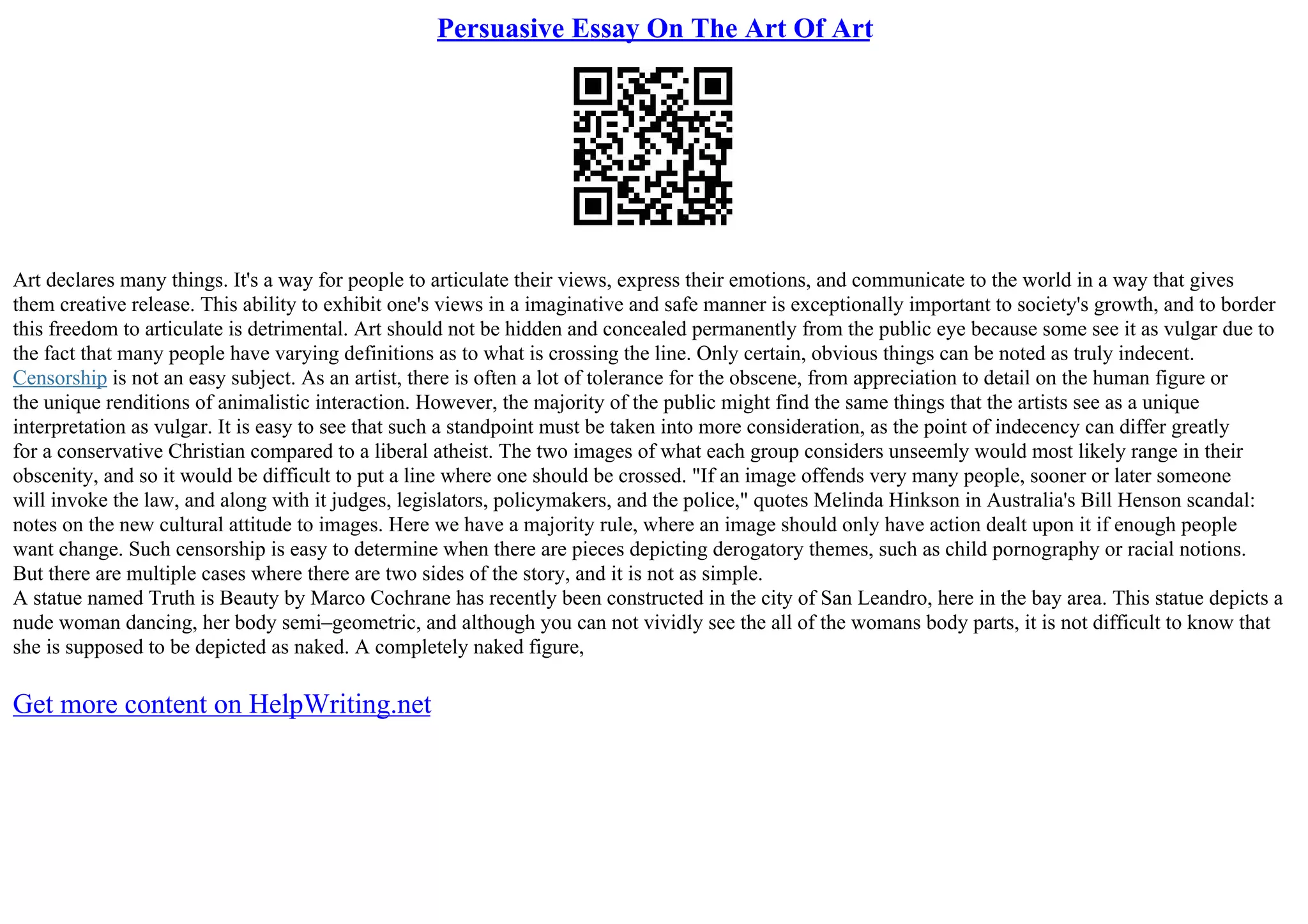 Persuasive Essay On The Art Of Art | PPT