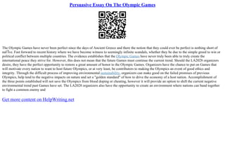 Persuasive Essay On The Olympic Games | PPT