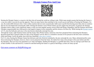 Persuasive Essay On The Olympic Games | PPT
