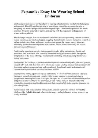 Persuasive Essay On Wearing School Uniforms.pdf