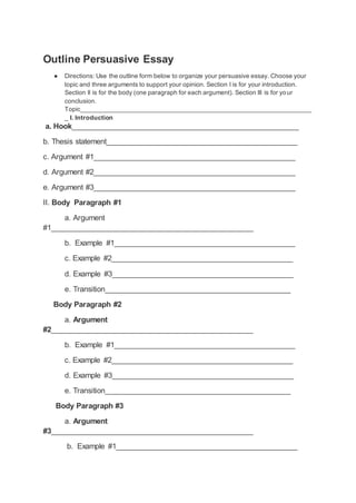 Persuasive essay outline | DOCX | Books and Literature