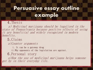 Persuasive essay outline example | PPTX