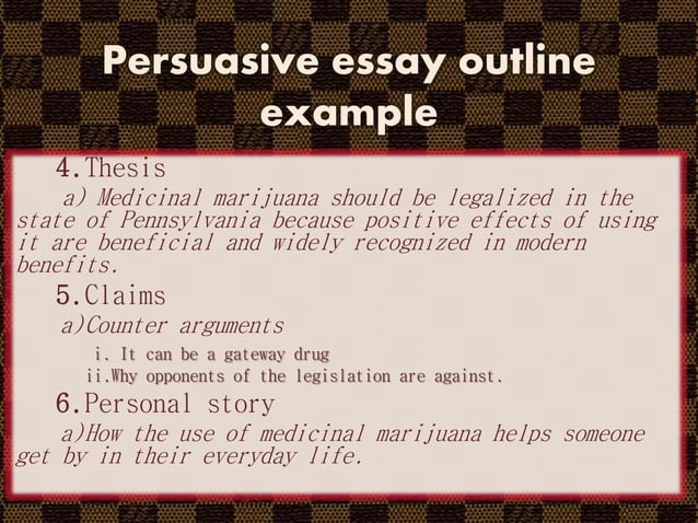 Persuasive essay outline example | PPT