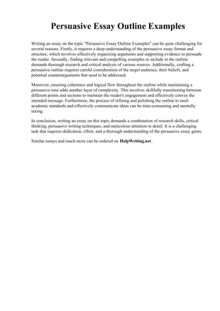 Persuasive Essay Outline Examples | PDF