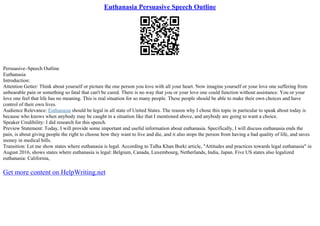 Persuasive Essay Outline For Euthanasia | PDF