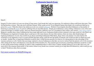 Persuasive Essay Outline For Euthanasia | PDF