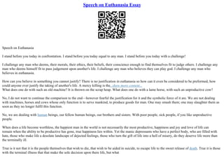 Persuasive Essay Outline For Euthanasia | PDF