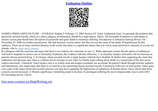 Persuasive Essay Outline For Euthanasia | PDF
