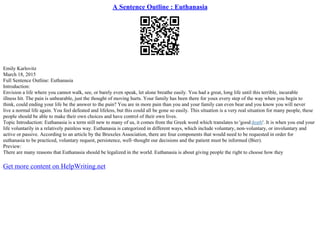 Persuasive Essay Outline For Euthanasia | PDF
