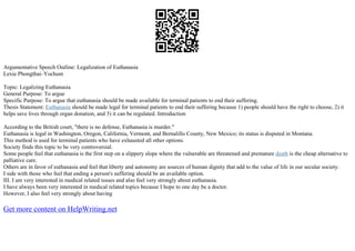 Persuasive Essay Outline For Euthanasia | PDF