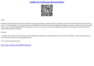 Persuasive Essay Outline For Euthanasia | PDF