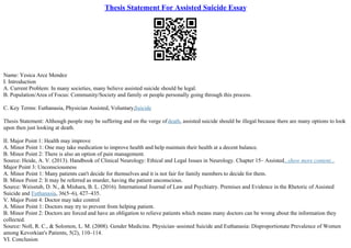 Persuasive Essay Outline For Euthanasia | PDF