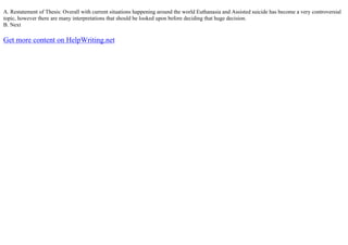 Persuasive Essay Outline For Euthanasia | PDF