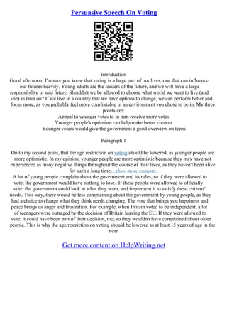 Persuasive Essay Speech | PDF