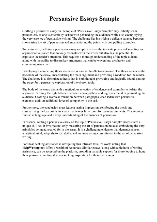 Persuasive Essays Sample.pdf | Education