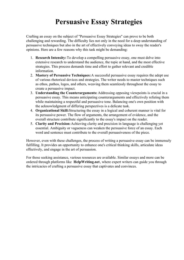 Persuasive Essay Strategies | PDF