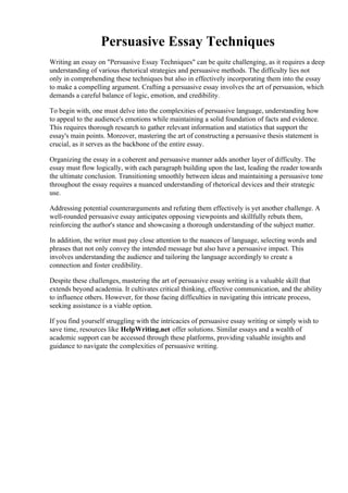 Persuasive Essay Techniques | PDF
