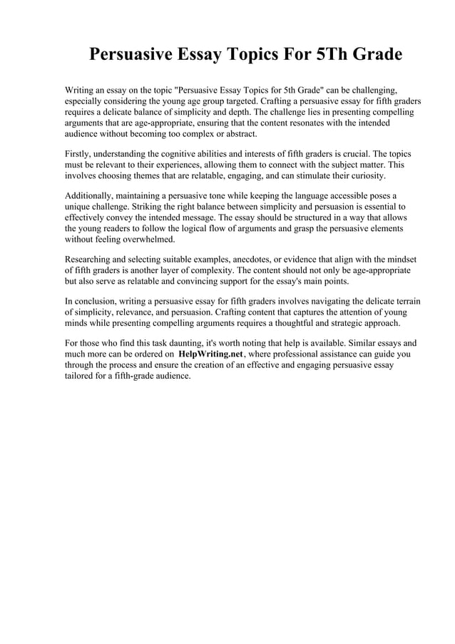Persuasive Essay Topics For 5Th Grade.pdf