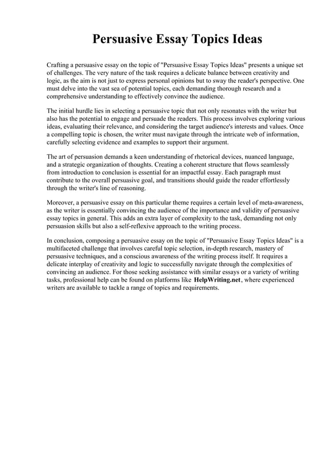 Persuasive Essay Topics Ideas.pdf | Free Download