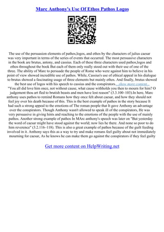 Persuasive Essay Using Ethos Pathos And Logos | PDF