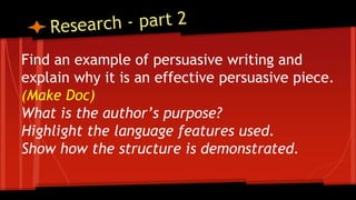 Persuasive literacy tasks | PPT