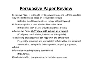 Persuasive Paper Review | PDF