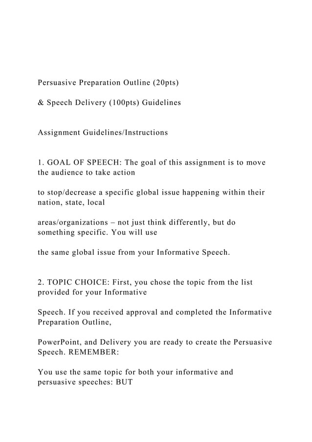 Persuasive Preparation Outline (20pts) & Speech Delivery (.docx