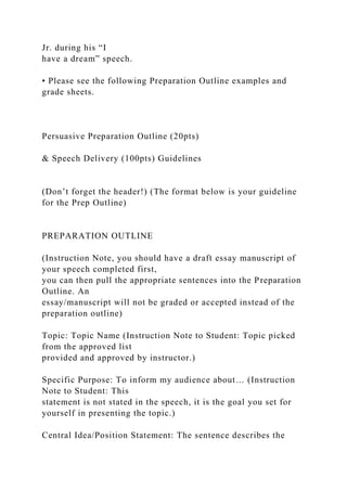 Persuasive Preparation Outline (20pts) & Speech Delivery (.docx