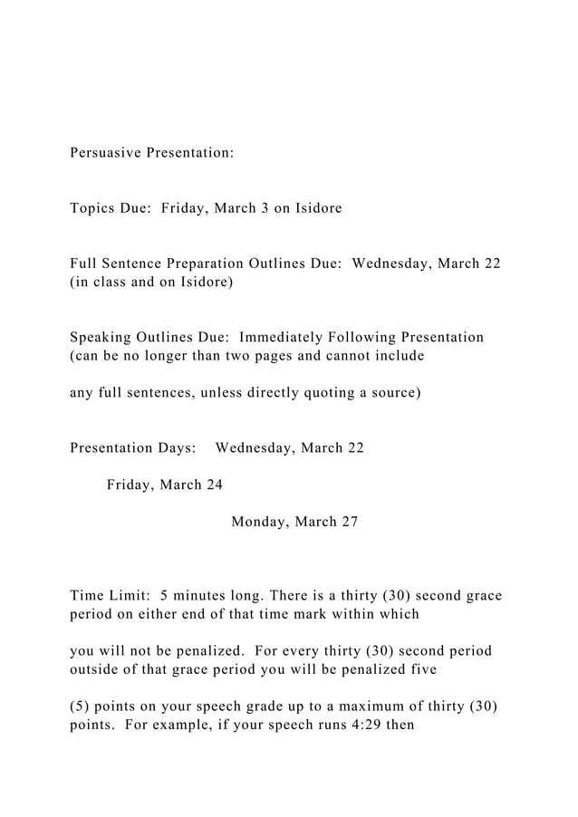 Persuasive Presentation Topics Due Friday, March 3 o.docx