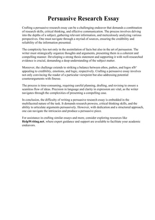 Persuasive Research Essay | PDF