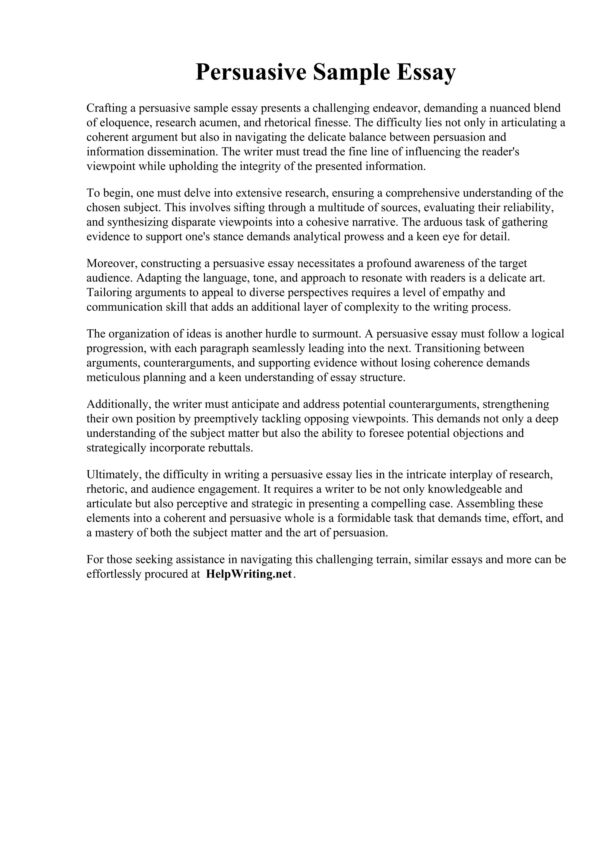 Persuasive Sample Essay | PDF