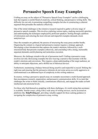 Persuasive Speech Essay Examples. How to start writing a persuasive ...