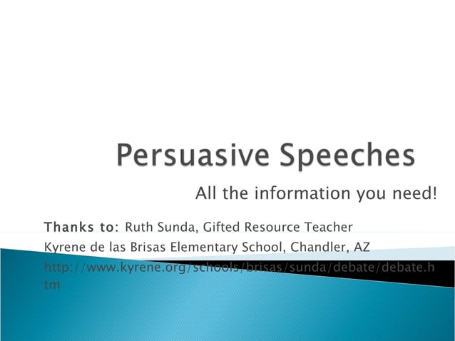 Persuasive Speeches Slideshow For Wiki 2 | PPT