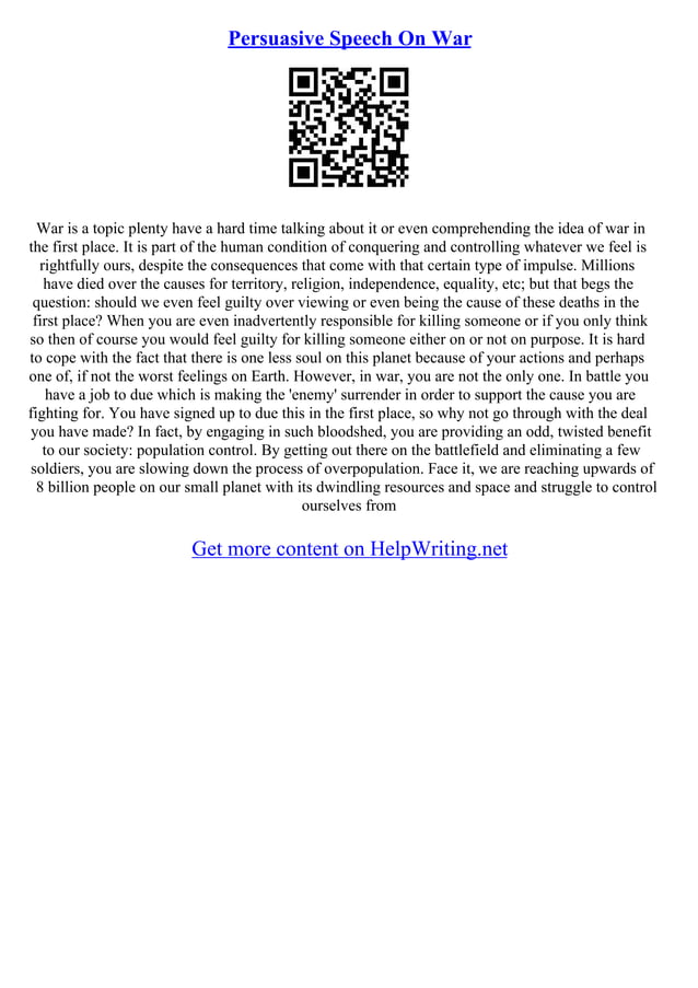 Persuasive Speech Example Essay | PDF