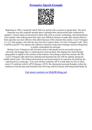 Persuasive Speech Example Essay | PDF