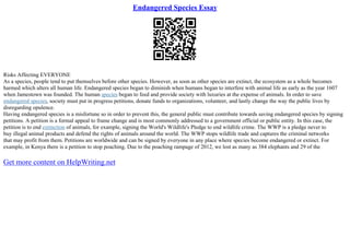 Persuasive Speech On Endangered Species | PDF
