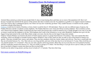 Persuasive Speech On Endangered Species | PDF