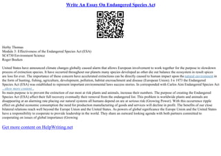 Persuasive Speech On Endangered Species | PDF