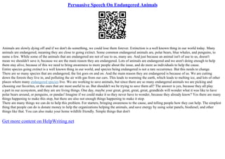 Persuasive Speech On Endangered Species | PDF