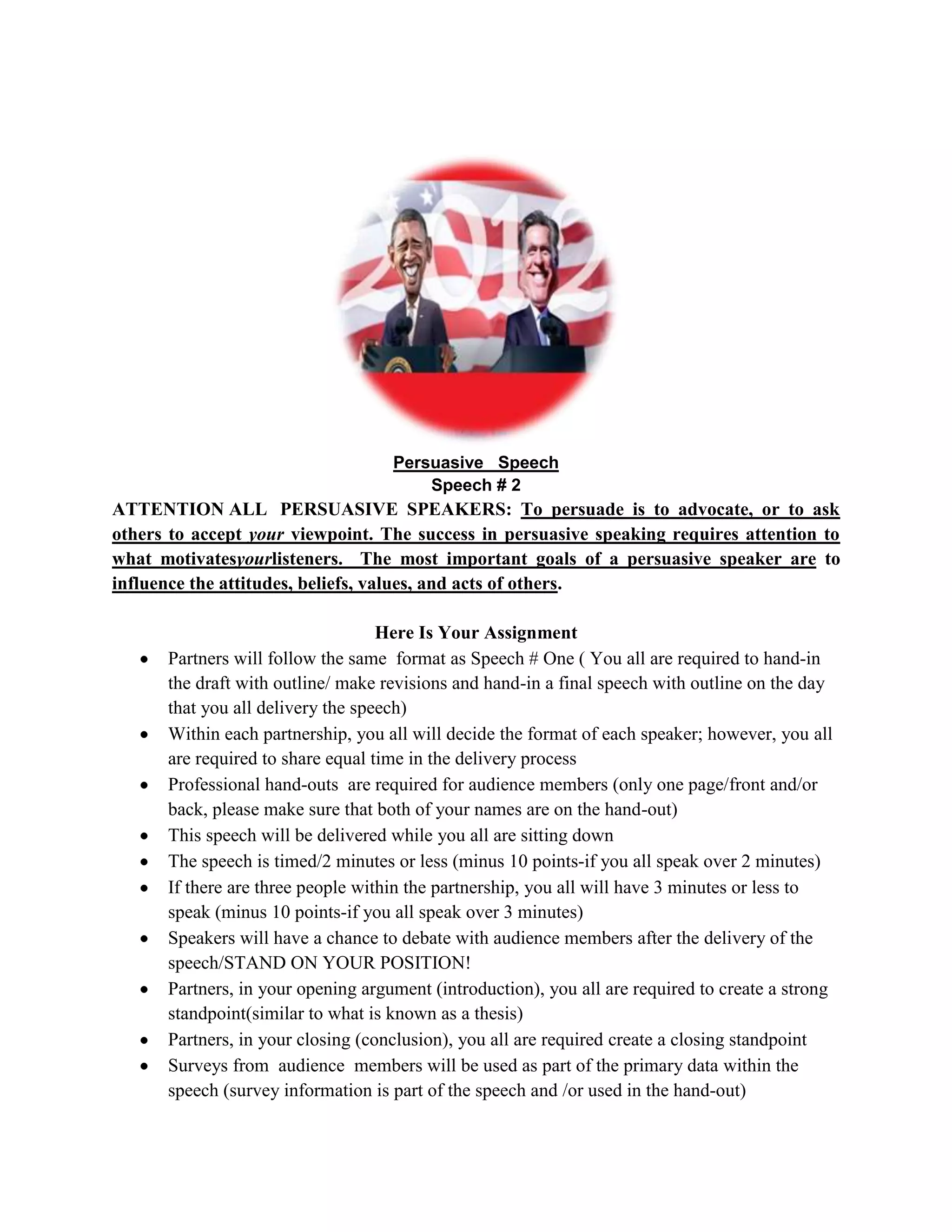 Persuasive speech outline 2012 | DOCX