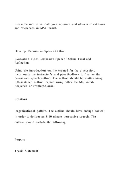 Persuasive Speech Outline DraftInstructionsThe post sho | PDF