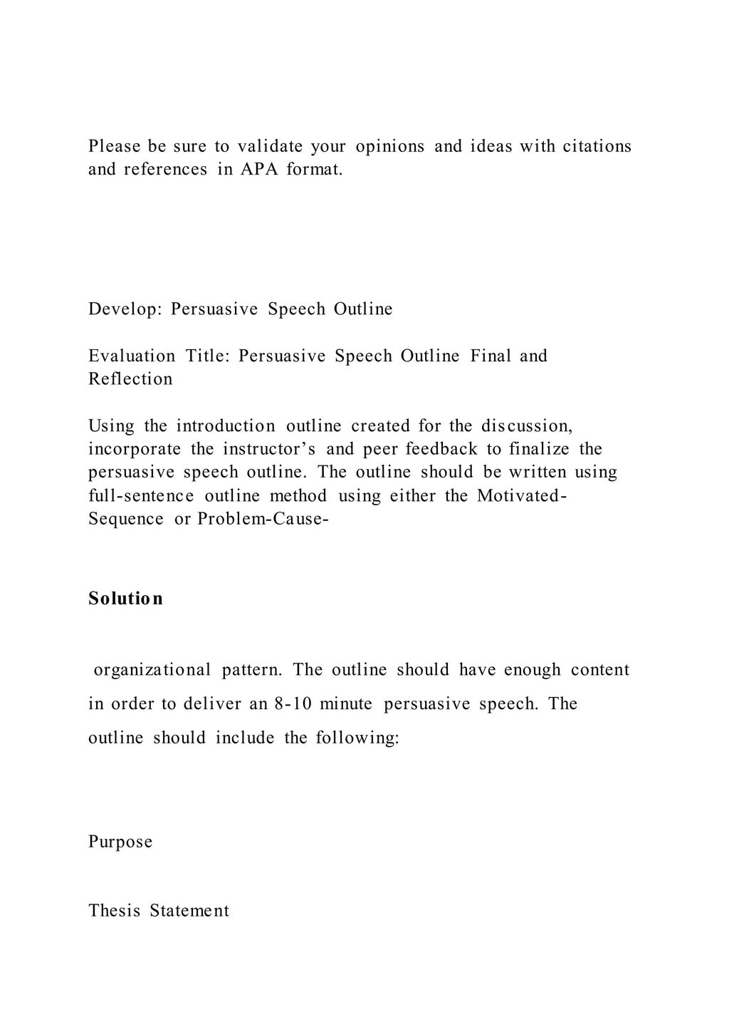 Persuasive Speech Outline DraftInstructionsThe post sho | PDF