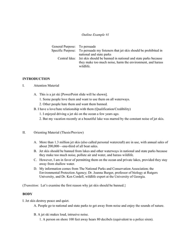 Persuasive speech outline worksheet | DOC