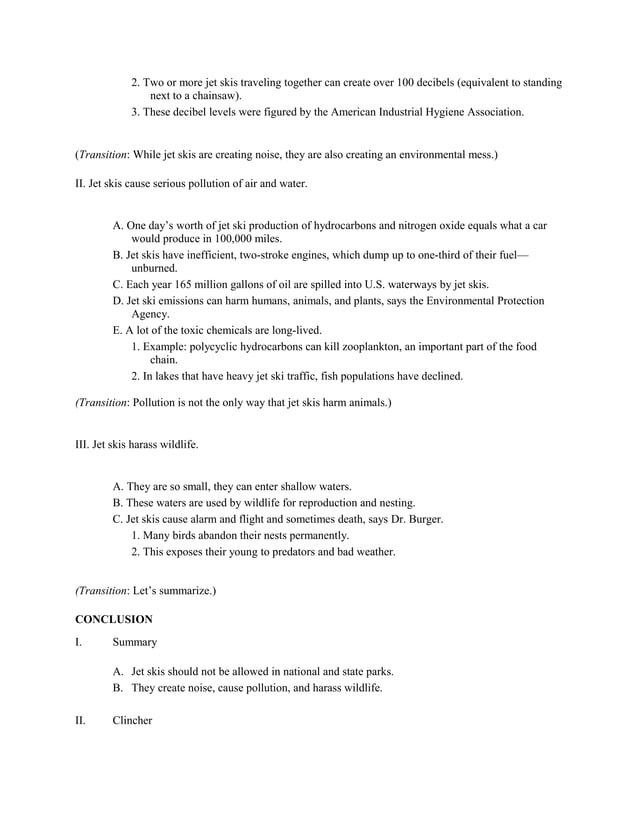 Persuasive speech outline worksheet | DOC