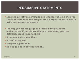 Persuasive statements | PPT