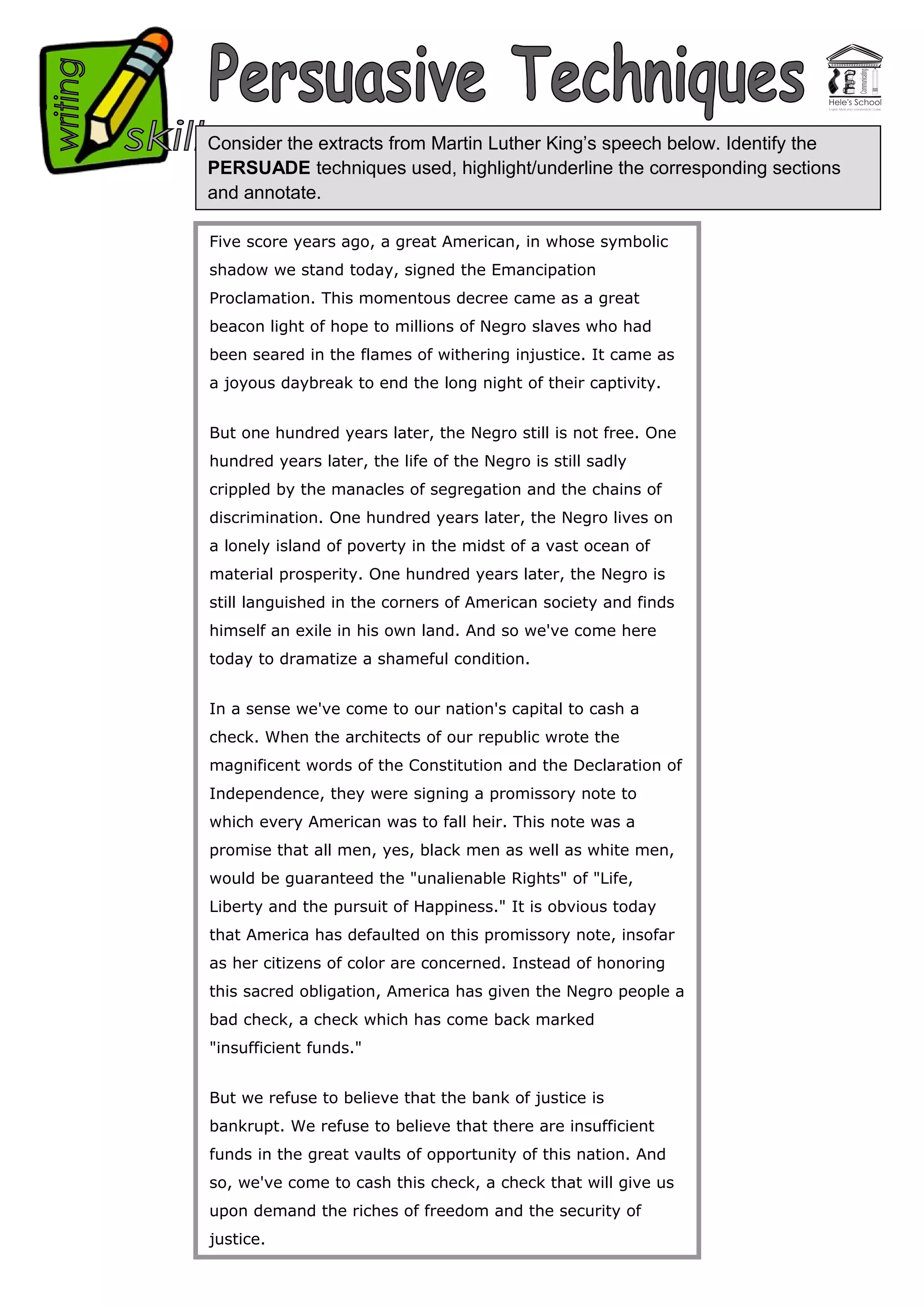 Persuasive techniques activity | DOC