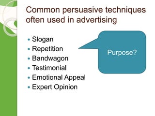 PersuasiveTechniques in Advertinsing.ppt | Advertising Industry ...