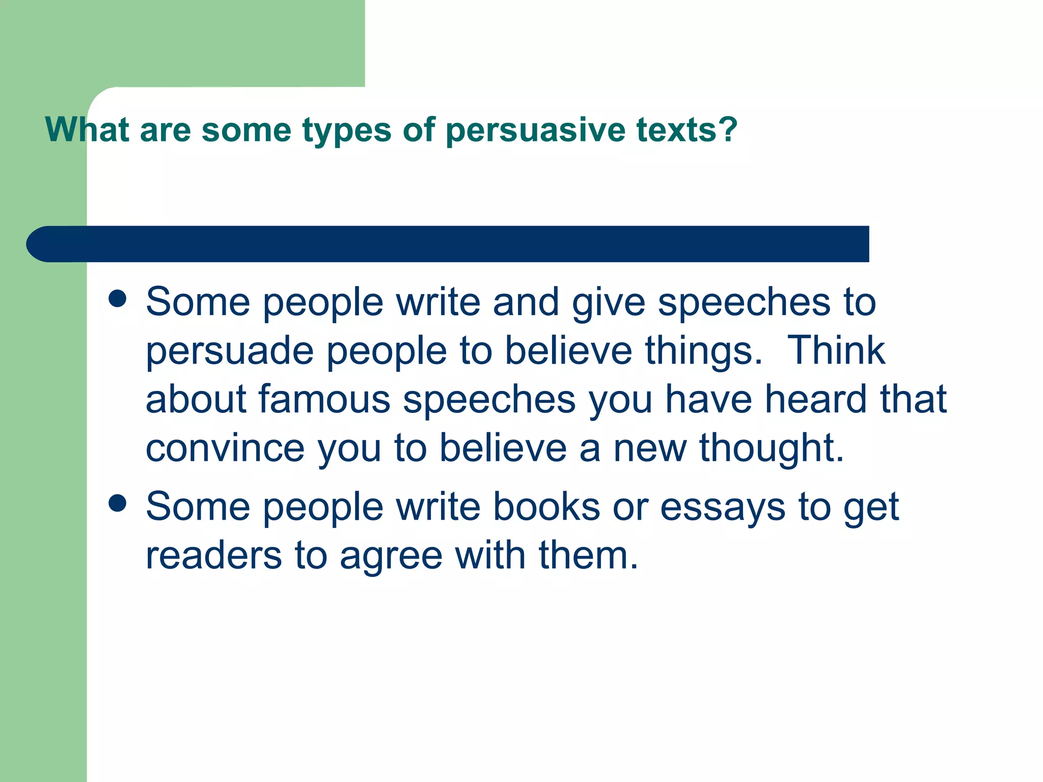 Persuasive texts presentation | PPT