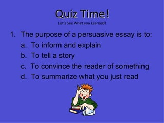 5th Grade Writing Strategies Class--Persuasive Writing | PPT
