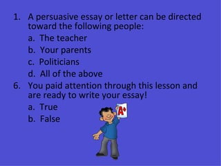 5th Grade Writing Strategies Class--Persuasive Writing | PPT